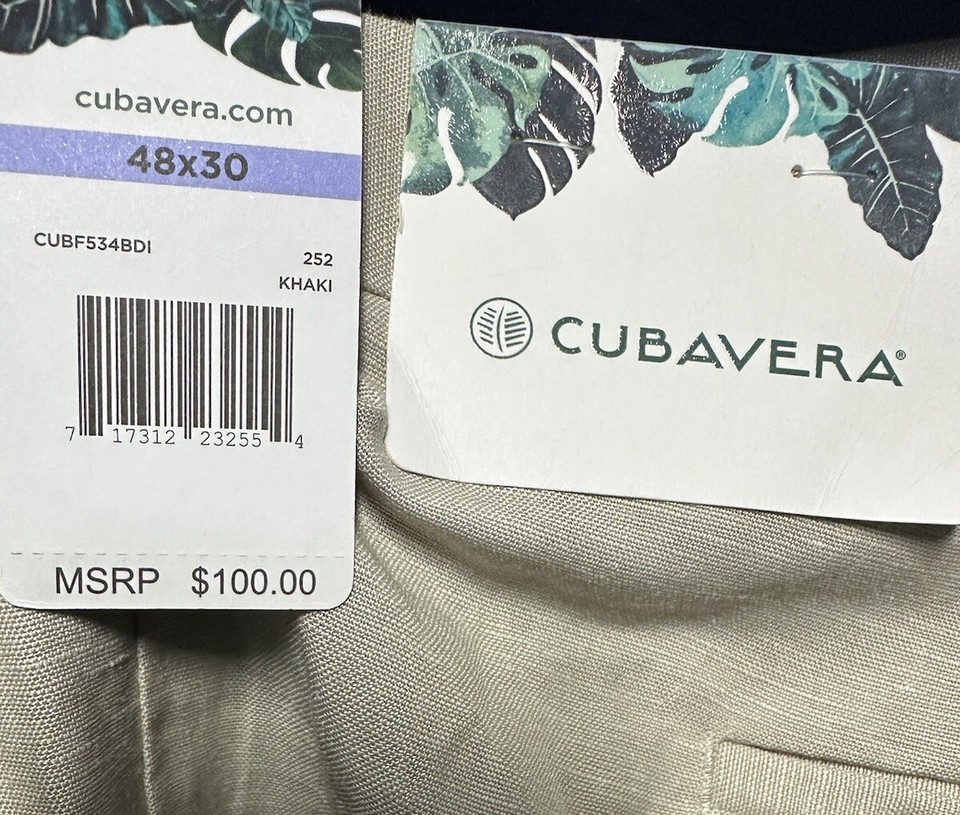 Cubavera Linen Blend Mens Dress Pants Size 48X30 Khaki CUBF534BDI | eBay