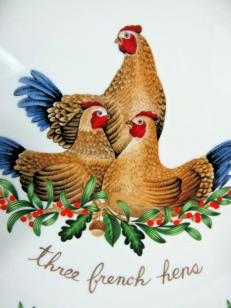 Three French Hens Clipart Three Colored Stickers Featuring Chickens