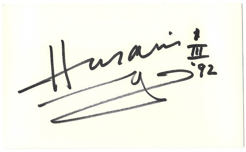MAQBOOL FIDA M.F. HUSAIN SIGNED 3X5 INDEX CARD INDIAN ARTIST AUTOGRAPH ...