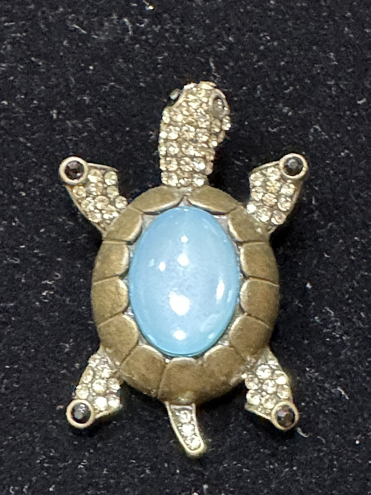 VTG Blue Lucite Jelly Belly Sea Turtle Brooch - Gem
