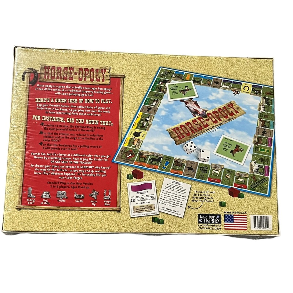 Horse-opoly Horseopoly Monopoly Style Board Game Late for the Sky New ...