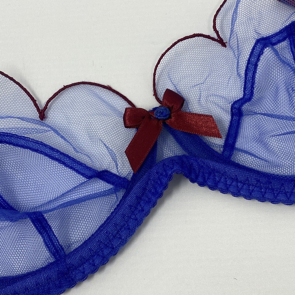 Agent Provocateur Lorna Blue Red Bra 34B NWT | eBay