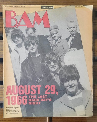 Vintage BAM Magazine Featuring The Beatles Issue No. 239 Sept. 5 1986 ...