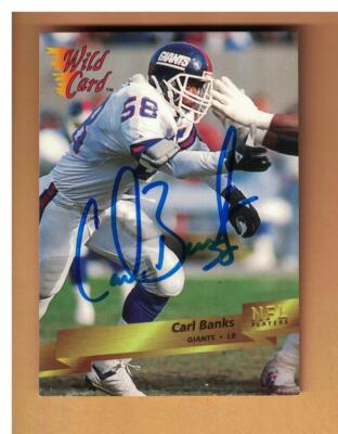 CARL BANKS AUTOGRAPHED 1993 WILD CARD FOOTBALL CARD SIGNED NEW YORK ...
