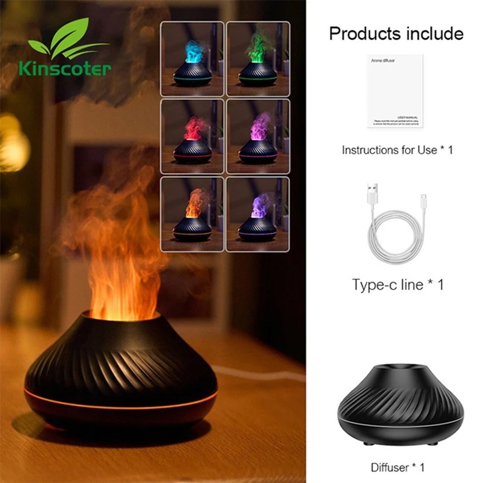 Aroma Volcano Fire Flame Diffuser Humidifier Aromatherapy Essential ...