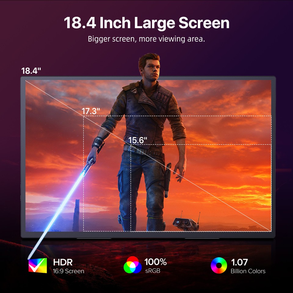 Used | 4K Portable Monitor UPERFECT 18.4" Gaming Monitor 3840x2160 HDMI ...