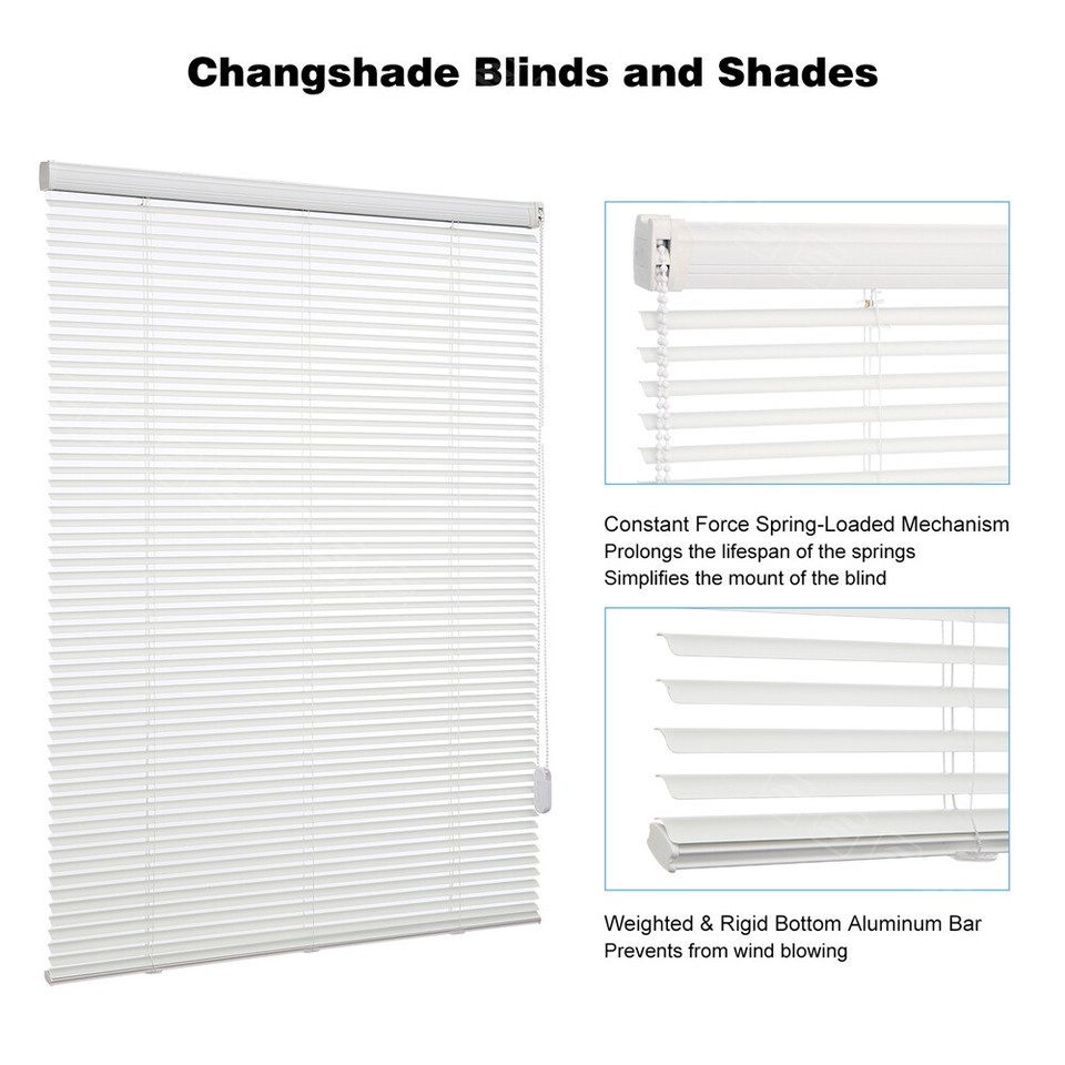 CUSTOM CUT Corded Mini Blind Window Blinds 1” Vinyl Horizontal Blinds ...