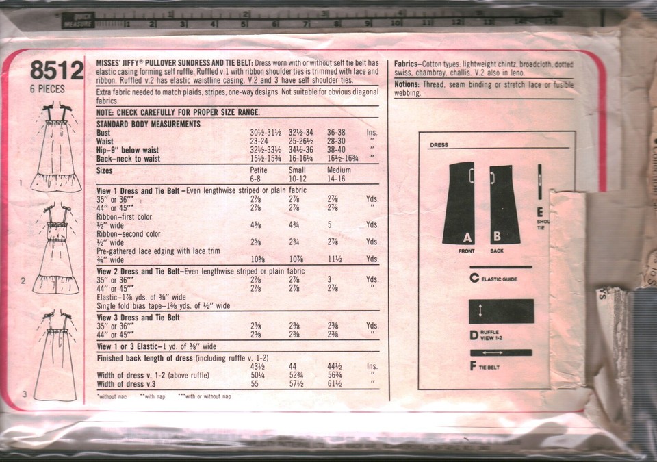 8512 Vintage Simplicity Sewing Pattern Misses Jiffy Pullover Sundress ...