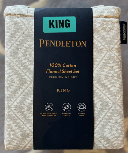 PENDLETON King Size Cotton Flannel Sheet Set - Aztec Southwestern ...