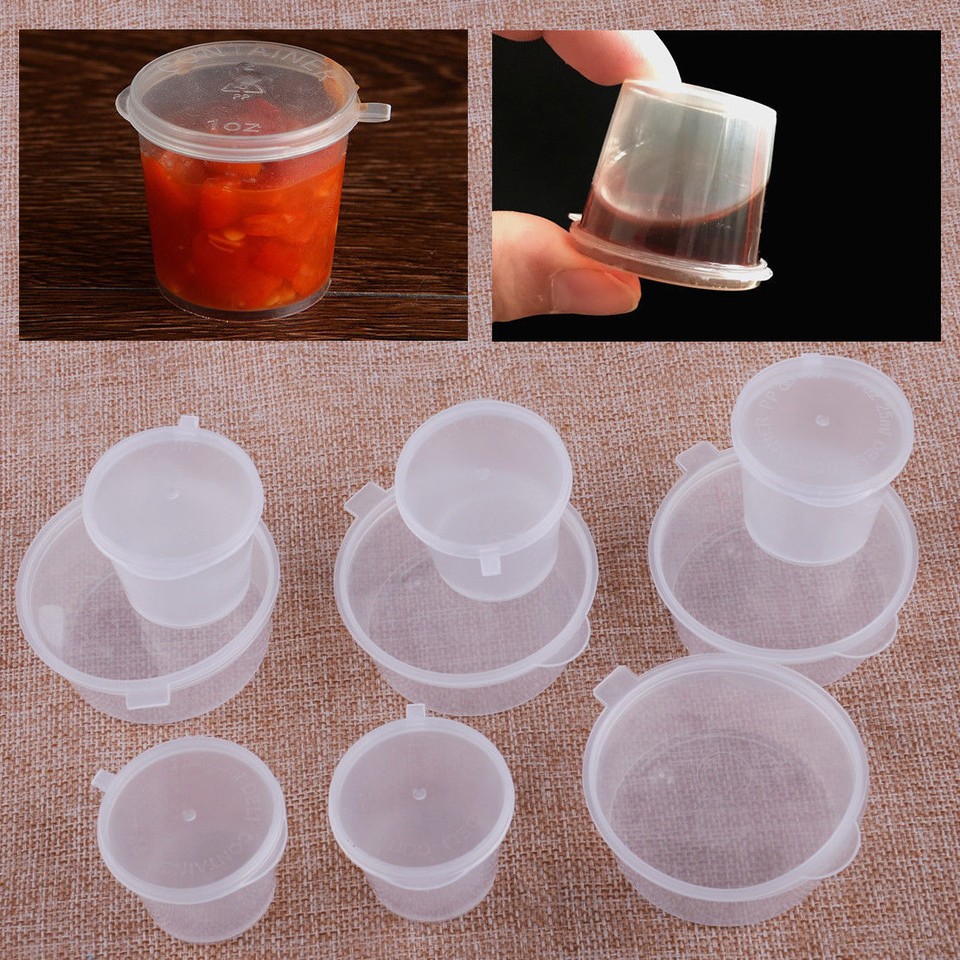100Pcs Small Plastic Sauce Cups Food Storage Containers Clear Boxes ...