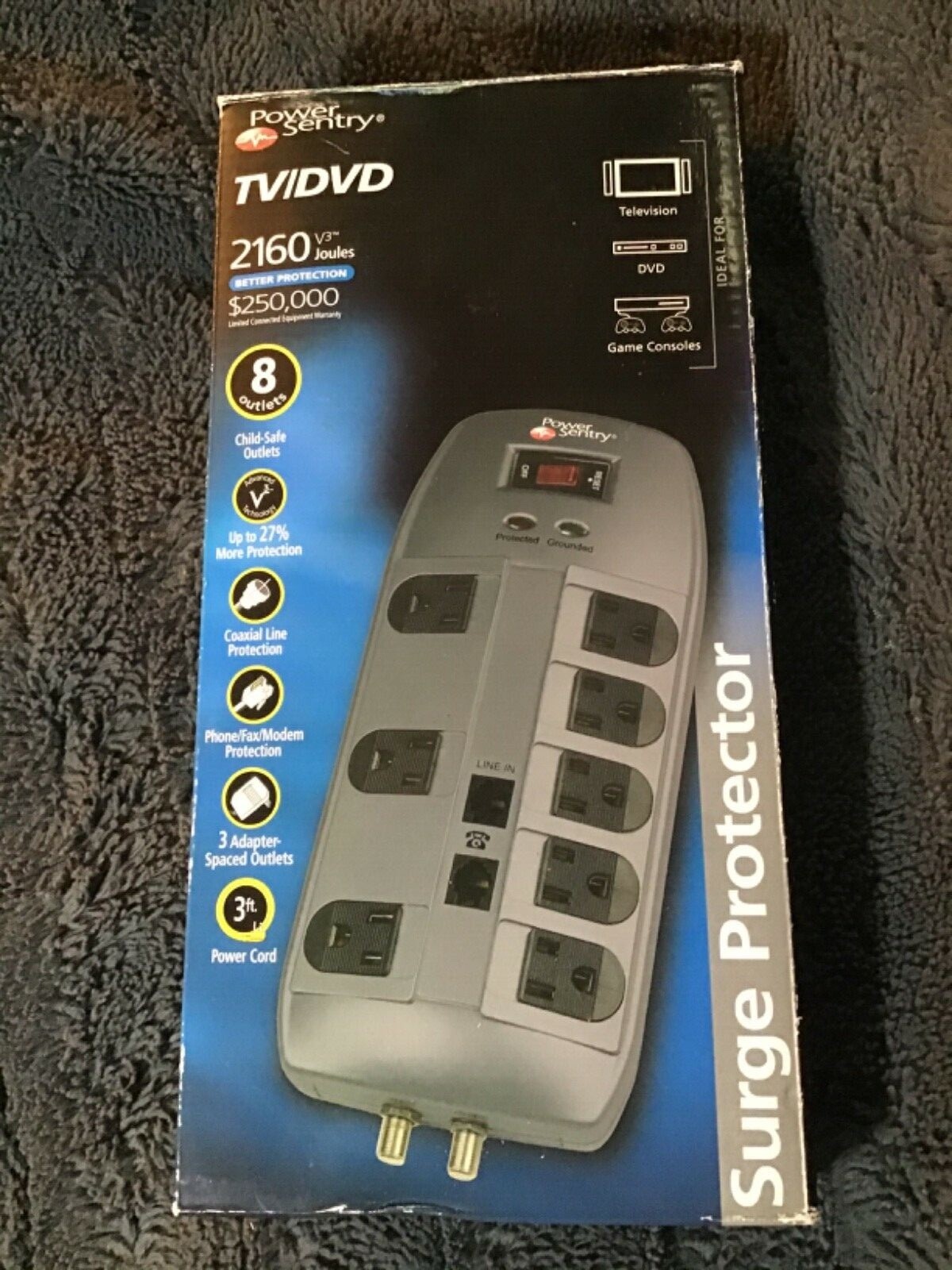 Power Sentry TV DVD Game Surge Protector 8 Outlets NEW! In Box | eBay