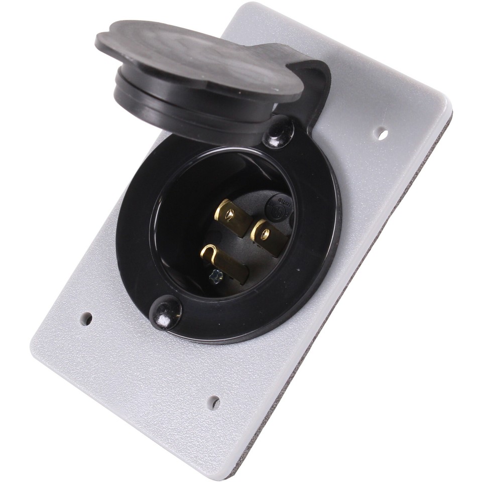 120V, 15A Straight Blade Power Inlet for 1-Gang FS FD Box NEMA 5-15P ...