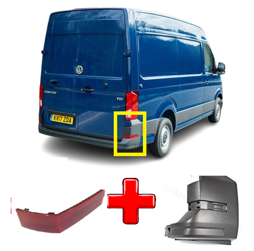 Vw Crafter Van 2017-2024 Rear Back Bumper End Cap With Reflector Lamp ...