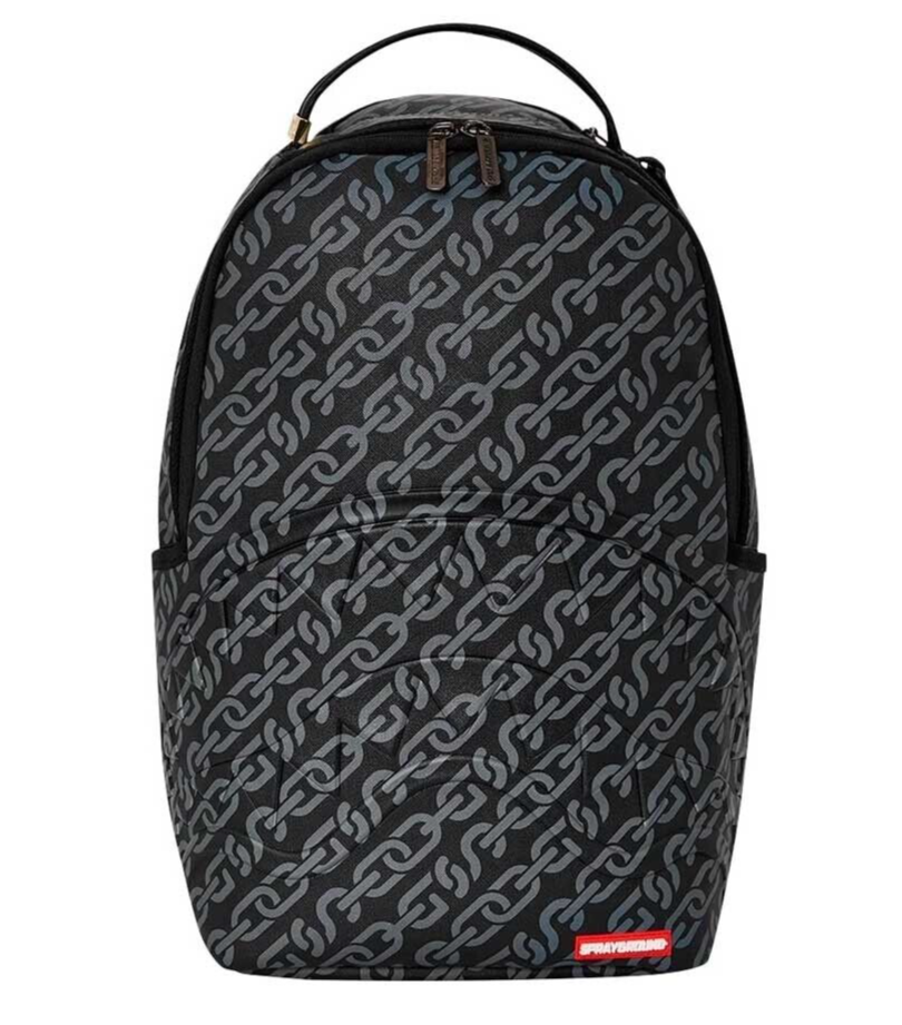 SPRAYGROUND MONOGRAM BLACK BACKPACK CHAINS TRIPLE BLACK LAPTOP SCHOOL ...