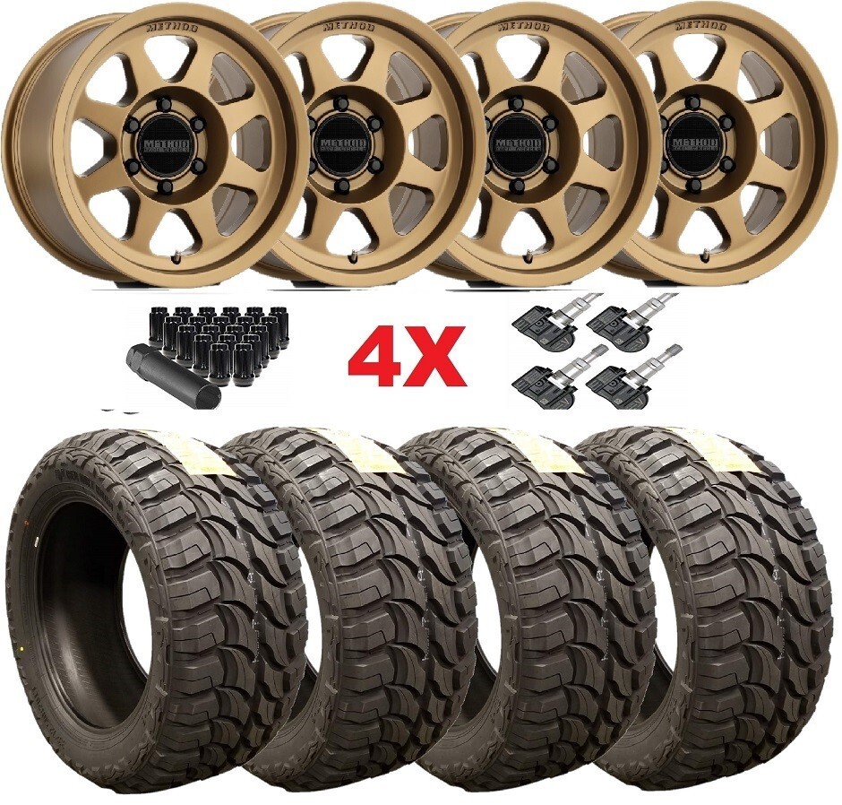 BRONZE METHOD MR701 WHEELS RIMS TIRES 33125017 MUD TERRAIN PACKAGE FIT ...