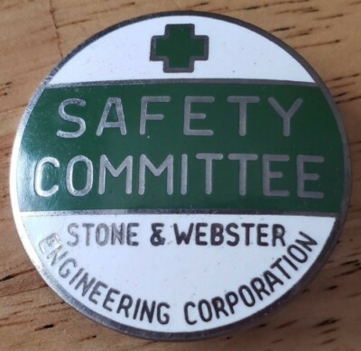 Vtg Enameled Safety Committee Pin Button Stone & Webster Engineering ...