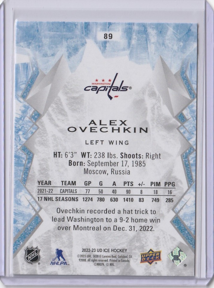 2022-2023 UD Ice Alex Ovechkin Orange Foil Washington Capitals Upper ...