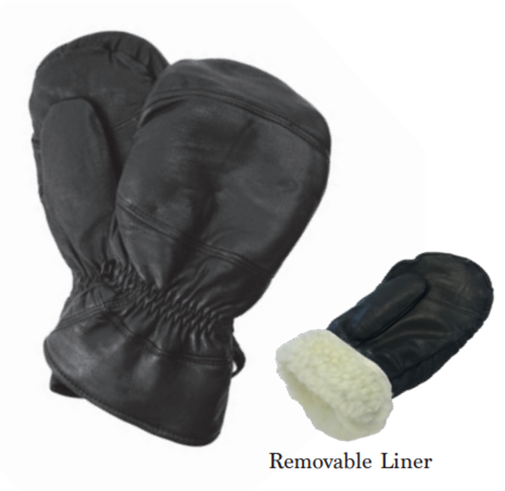 Men's Deerskin Leather Mittens Black Full Grain Removable Liner, XL | eBay