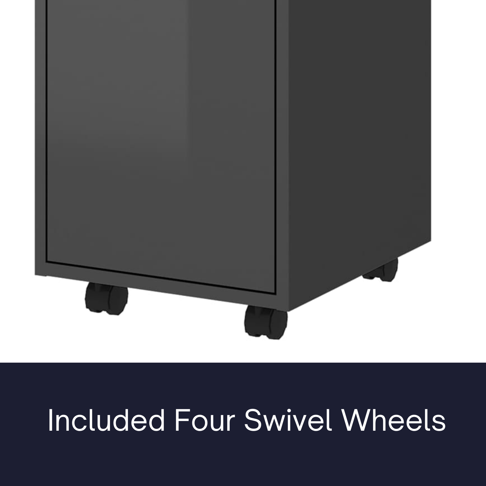Rolling Storage Cabinet High Gloss Grey Side Table Lockable Wheels ...
