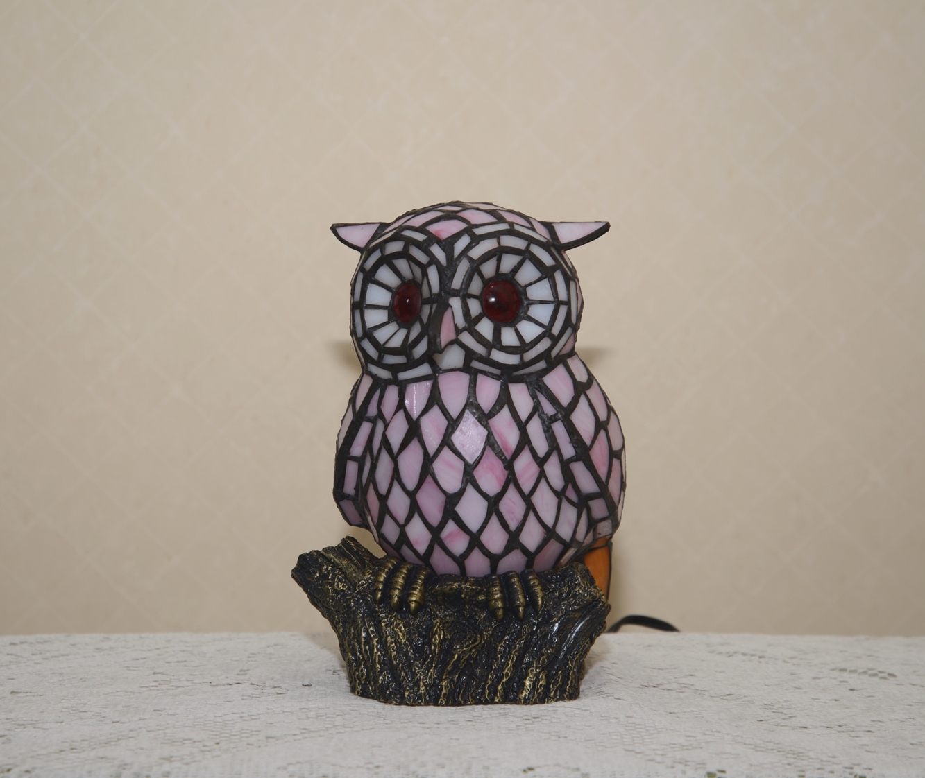 Stained Glass Handcrafted Owl Night Light Table Desk Lamp. | eBay