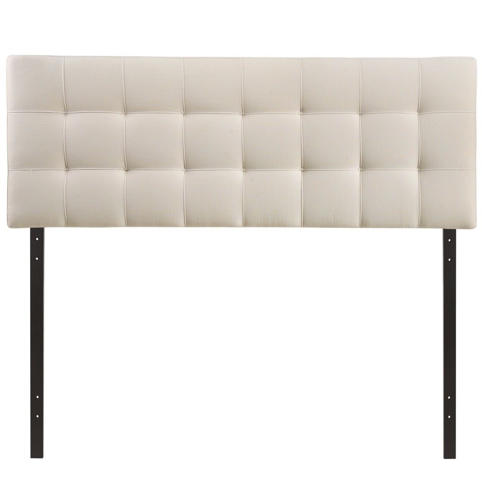 Ivory Upholstered Headboard Twin Full Queen King Bed Frame Mount Tufted ...