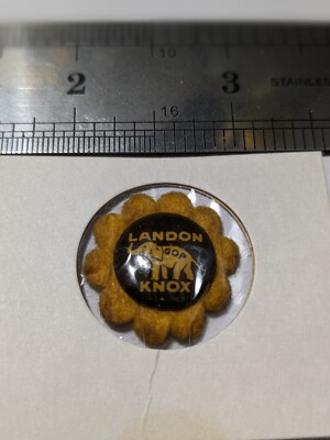VINTAGE PIN-BACK LANDON KNOX FELT SUNFLOWER GOP 1936 CAMPAIGN BUTTON | eBay
