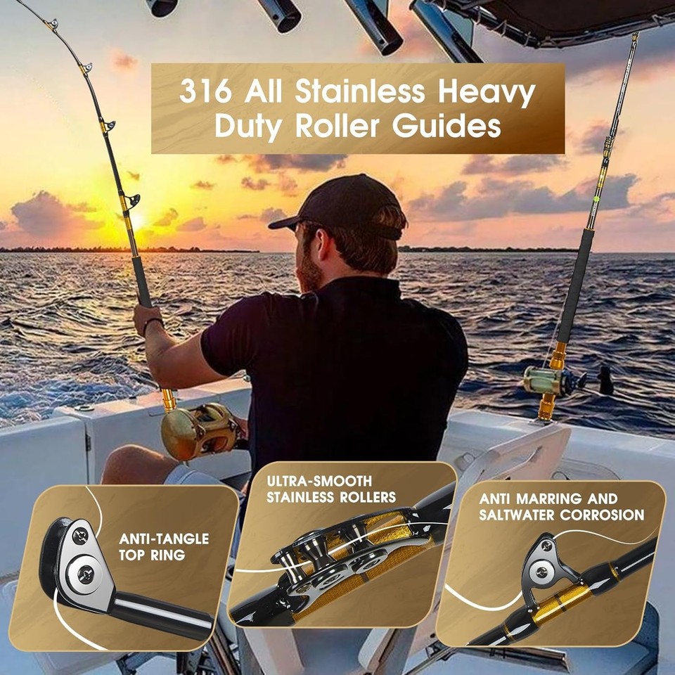 Offshore Trolling Rod Saltwater Big Game Boat Fishing Rod Heavy Duty ...