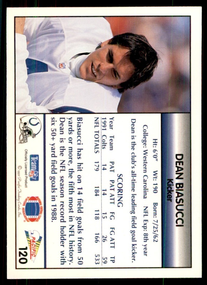 1992 Pacific Dean Biasucci Football Cards #120 | eBay