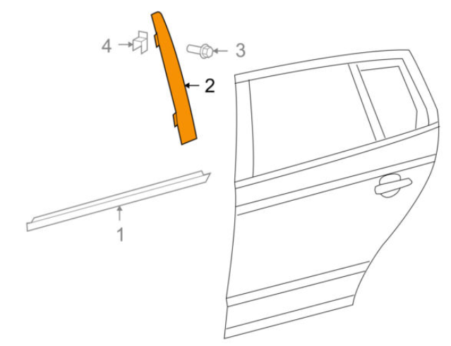 VW GOLF MK6 HATCHBACK LEFT REAR OUTER BLACK DOOR FRAME TRIM - 5K6 839 ...