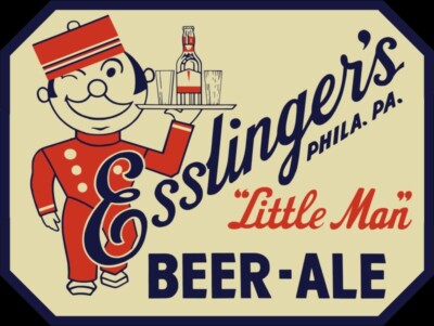 Esslinger's Little Man Beer & Ale DIECUT Metal Sign 18" Wide USA STEEL ...