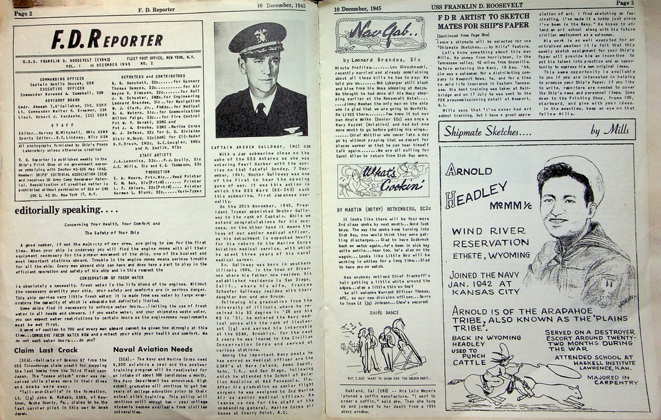 FD Reporter Ship Newspaper USS FD Roosevelt 1945 December WW2 Navy ...