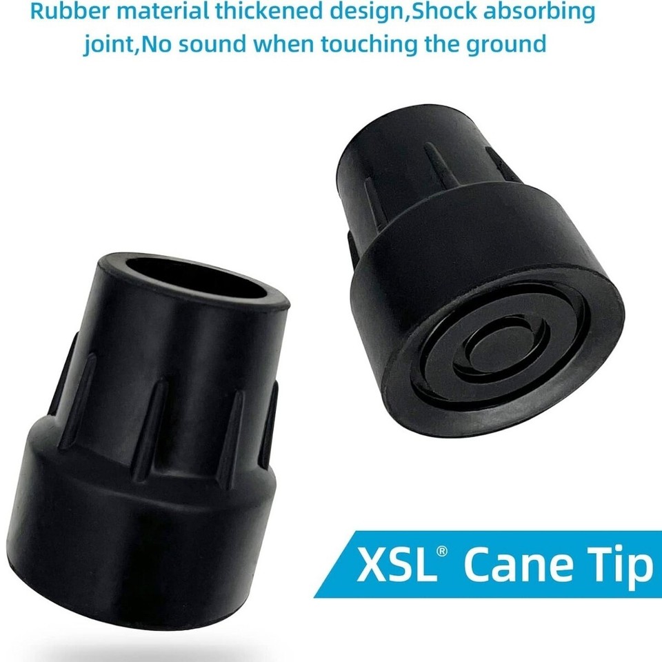 Rubber Cane Tips 1 Inch Round Crutches Black Ends Walking Stick Caps ...