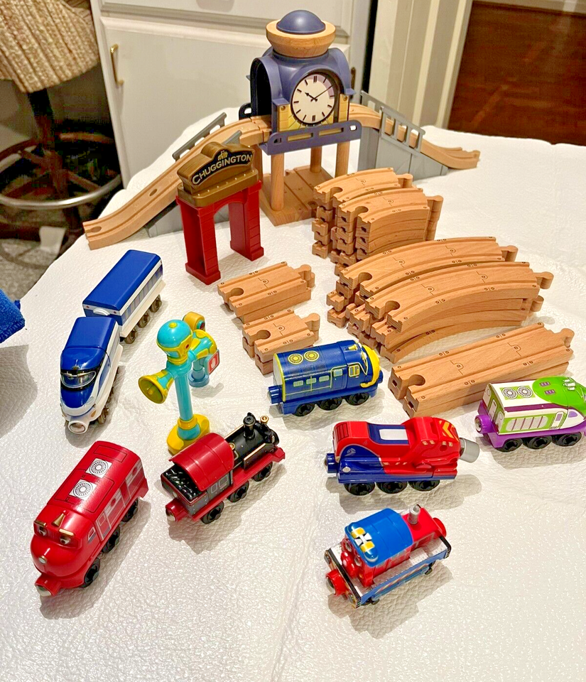 Chuggington Wooden Railway Clock Tower set, 8 Trains, works w/Thomas ...