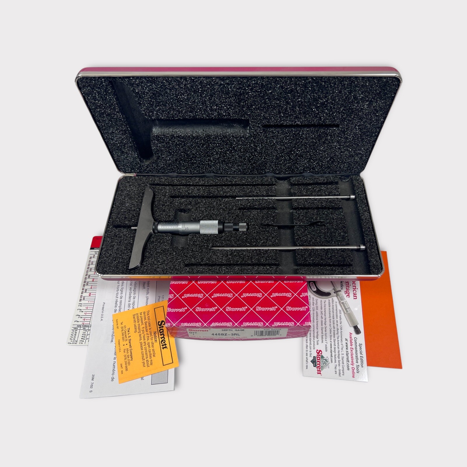 STARRETT 0-3 Inch DEPTH MICROMETER SET NO 445BZ-3RL - MADE in USA | eBay