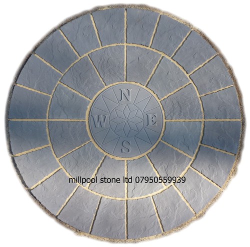 1.8M CHARCOAL GREY COMPASS ROTUNDA CIRCLE PAVING PATIO SLABS [DELIVERY ...