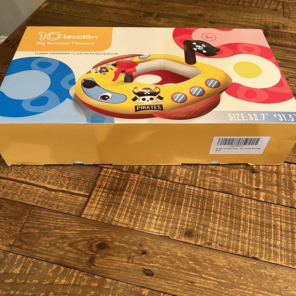 Inflatable Kids Pool Float with Water Gun Pirate Ship Pool Floats for ...