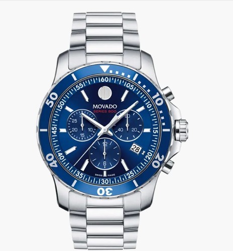 Movado Series 800 Blue Dial Silver Stainless Steel 42mm Watch-2600141 ...
