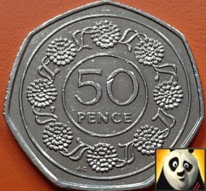 1988 GIBRALTAR 50p Fifty Pence Candytuft Flower RARE AC Die Mark ...