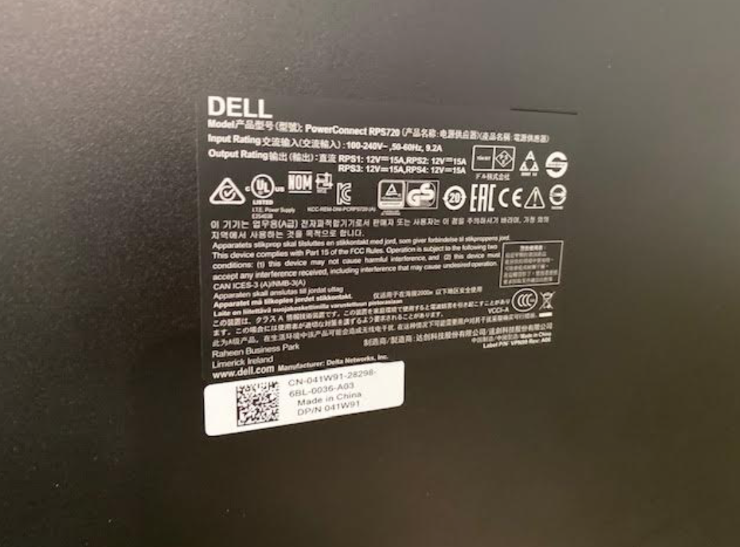Dell PowerConnect RPS720 RPS-720 Redundant Power Supply PSU | eBay