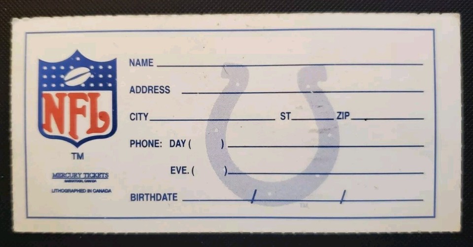 Indianapolis Colts New York Jets Football Ticket Stub 10/30 1994 ...