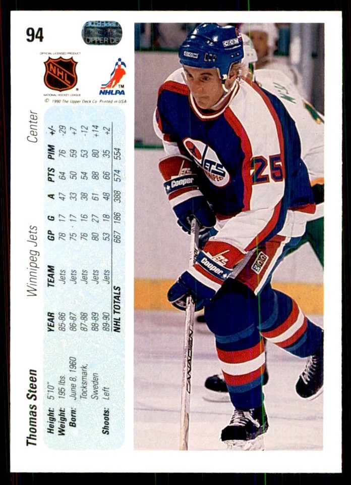 1990-91 Upper Deck Thomas Steen Hockey Cards #94 | eBay