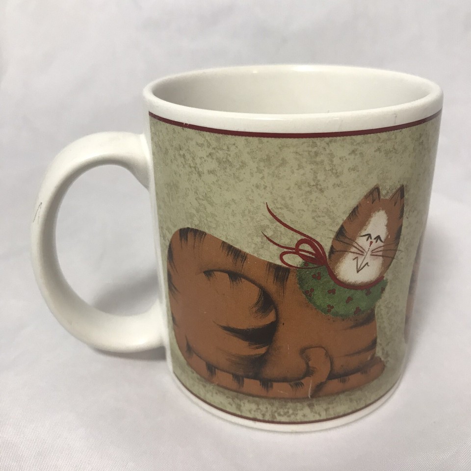 Two Sakura Christmas Cats Fiddlestix Coffee Cups Orange Cat And Black ...