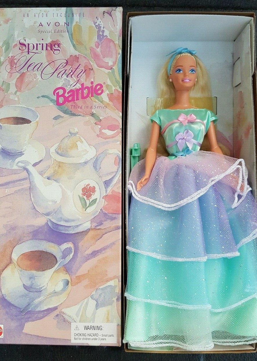 SPRING TEA PARTY BARBIE AVON SPECIAL EDITION BLONDE MATTEL NEW IN BOX ...