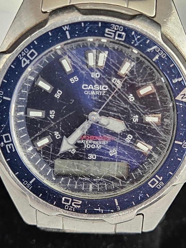 Vintage Casio 2701 AMW-320R Men Watch Blue Dial 44mm RUNNING | eBay