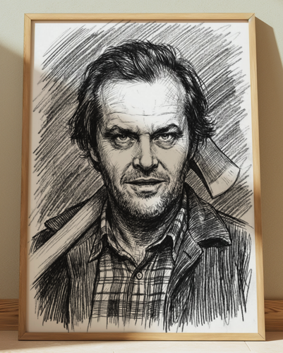THE SHINING JACK TORRANCE DRAWING PRINT PORTRAIT SKETCH 8" x 10" HORROR ...