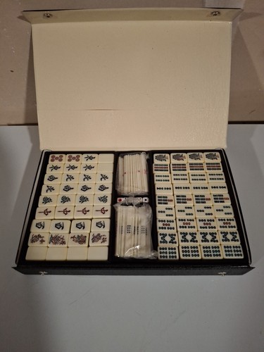 Bamboo Back Mahjong Tiles Set with Case Vintage Used, Includes Dice ...
