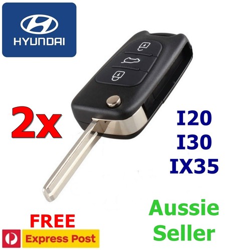 2x Hyundai I20 I30 IX35 Remote Flip Key Complete with Transponder ...