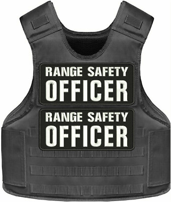 RANGE SAFETY OFFICER 2 EMBROIDERY PATCH 4X10 VELCR@ ON Back White On ...