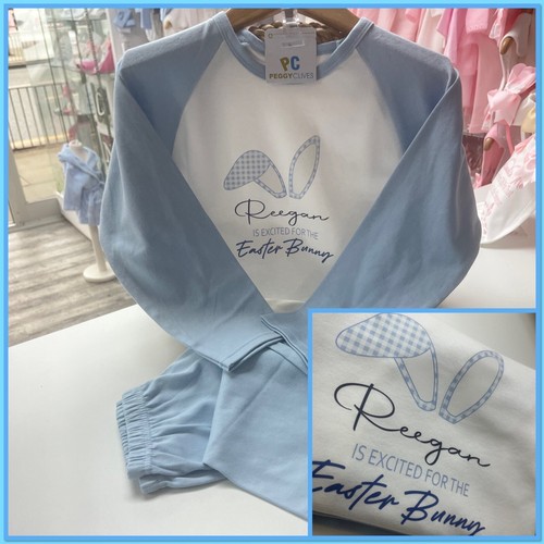 Personalised Boys Easter Pyjamas Pjs Boys Excited for Easter Bunnie 0 ...