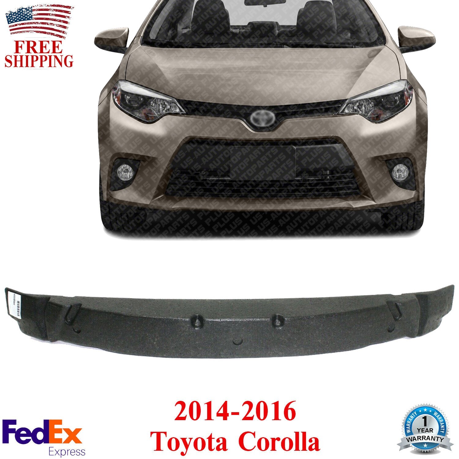 Front Bumper Face Bar Impact Absorber For 2014-2016 Toyota Corolla | eBay